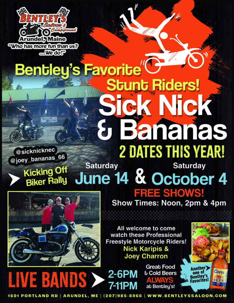 Motorcycle Stunt Rider Shows with Sick Nick & Bananas - Bentley's Saloon