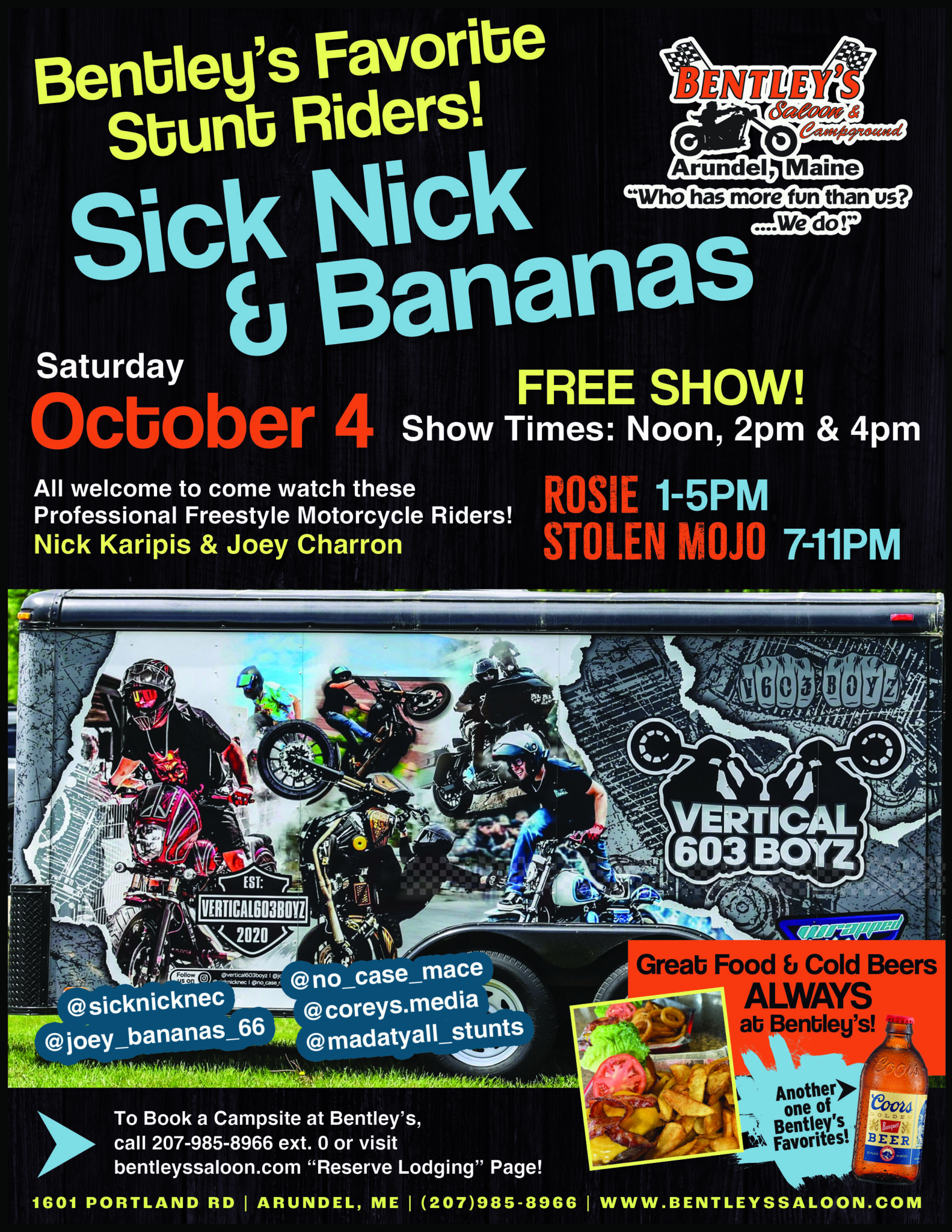 Motorcycle Stunt Rider Shows with Sick Nick & Bananas - Bentley's Saloon